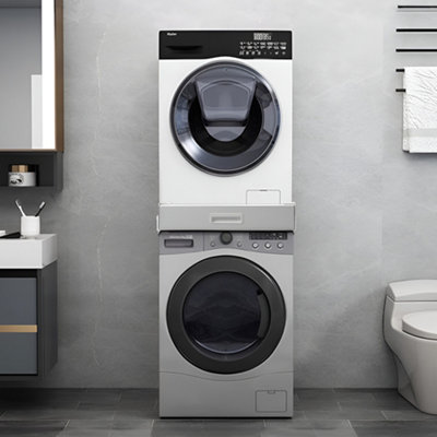 White Dryer Washing Machine Stacking Kit with Slide-Out Drawer