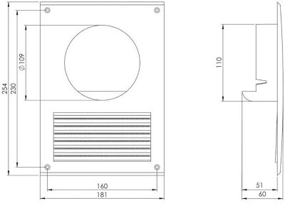 White Duct Plate with 100mm Flange and Air Vent Grille