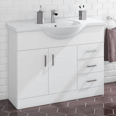 White Dyon 1050mm Floor Standing 2 Door Basin Vanity Unit