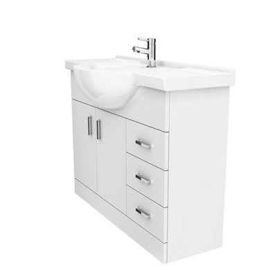 White Dyon 1050mm Floor Standing 2 Door Basin Vanity Unit