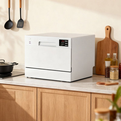 White Efficient 6.5L Dishwasher with 6 Place Setting and Low Water ...
