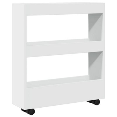 White Engineered Wood 3-Shelf Narrow Storage Cart