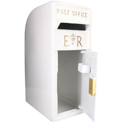 White ER Royal Mail Post Mail Letter Box Replica Cast Iron Post Office ...