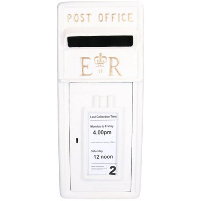 White ER Royal Mail Post Mail Letter Box Replica Cast Iron Post Office ...