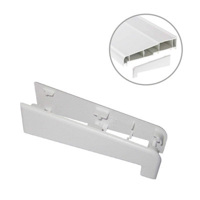 White Eurocell UPVC Pair Window and Door Cill End , External Sill Covers