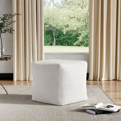 White Fabric Polystyrene Filling Bean Bag Foot Rest 54.5cm | DIY at B&Q