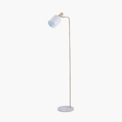 White Floor Lamp with Marble Foot and Gold Details | DIY at B&Q