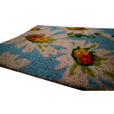 White Floral Doormat - 60 x 40cm