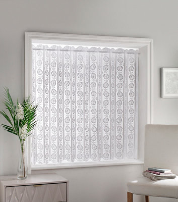 White Floral Textured Voile Louvre Vertical Pleated Window Blind Panel ...
