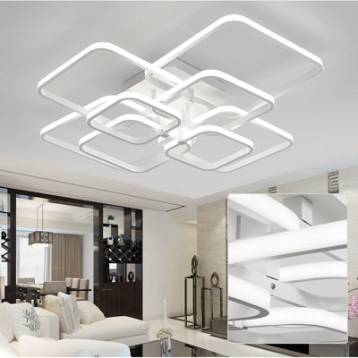 White Frame Square Contemporary LED Energy Efficient Semi Flush Ceiling ...