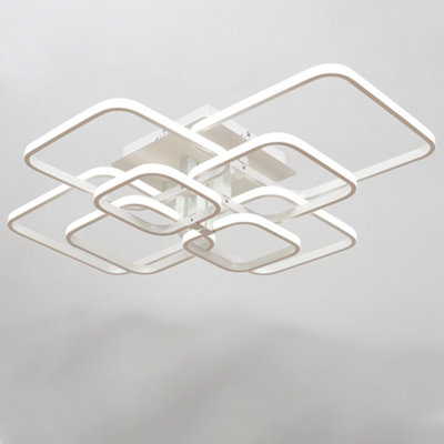 White Frame Square Contemporary LED Energy Efficient Semi Flush Ceiling ...