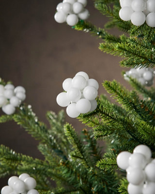 White Glass Berry Cluster Christmas Baubles, 10 Pack