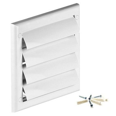 White Gravity Grille 100 mm / 4" External Ducting Air Vent with Round ...