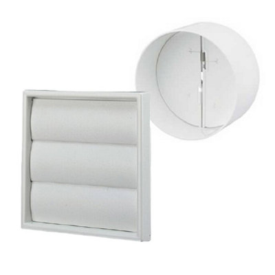 White Gravity Square Extractor Air Vent and Back Draught Shutter 4 Inch ...