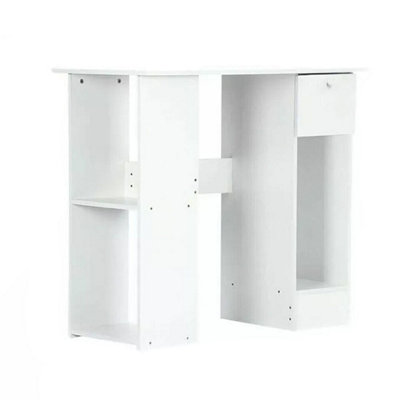 White H Shaped Gaming Computer Desk with Storage Shelves