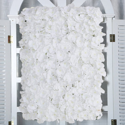 White Handcrafted Silk Background Flower Panel Wall Decoration 600 x 400 mm