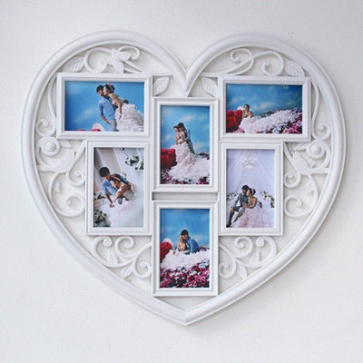 White Heart Shaped Multi Picture Wall Photo Frame Collage Frames Aperture