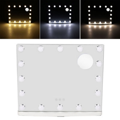 White Hollywood LED Lighted Makeup Mirror with 10x Magnification and 3 ...