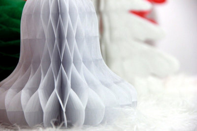 White Honeycomb Paper Bell Christmas Wedding Decoration Hanging Bell ...