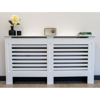 White Horizontal Line Design Radiator Cover - Large | DIY at B&Q