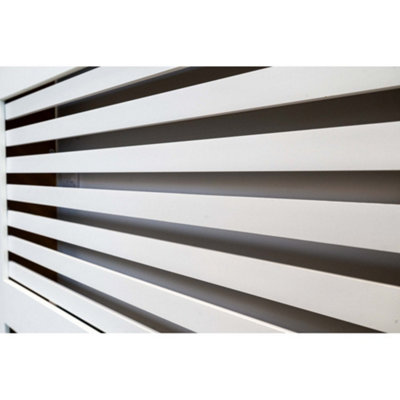White Horizontal Line Radiator Cover - Medium