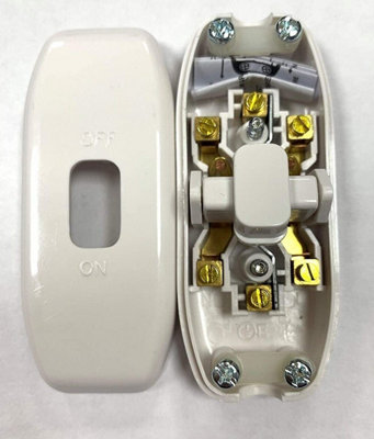 White In Line Torpedo Switch 2 or 3 Core Ideal for Table Lamp Rocker Switch