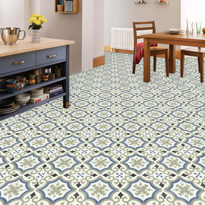 White Ivory Designer Anti-Slip 2.8mm Thick Vinyl Flooring For Kitchen ...