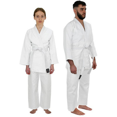 White Junior Judo Gi Suit - 110cm 4-5 Years - Wrap Around Full Set & Belt