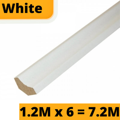 White Laminate Beading Scotia Edge Trim - 1.2M x 6 Total 7.2 Meters ...