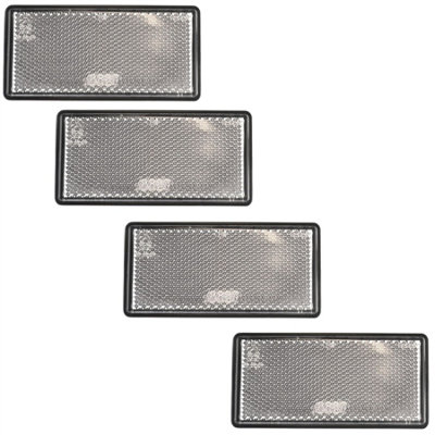 White Large / Clear Reflector 4 Pack Trailer Fence Gate Post Self-Adhesive