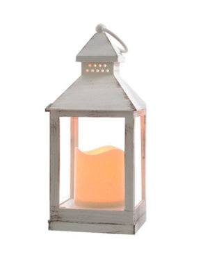 White LED Candle Lantern Lumineo 24cm Indoor Battery Operated Timer ...