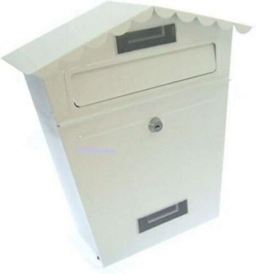 White Letter Post Mail Box Outdoor Storage Lockable With Key Mount ...
