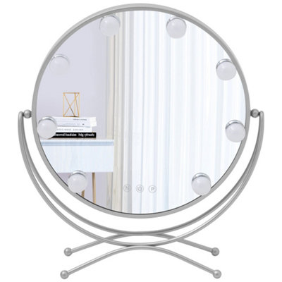 White Luxurious Round Rotary Makeup Vanity Mirror with LED Lights ...