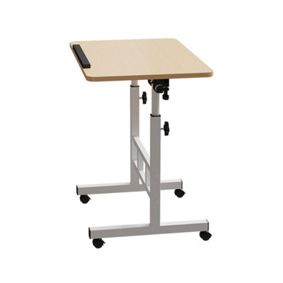 White Maple Height Adjustable Mobile Overbed Table