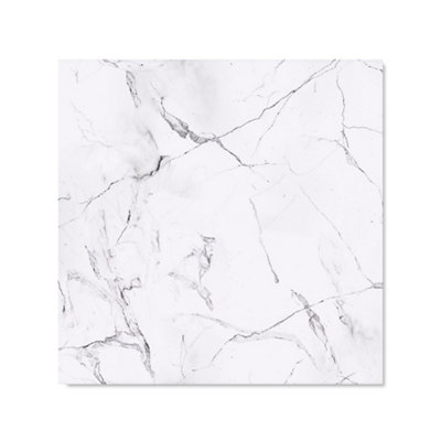 White Marble Effect Premium Glass Kitchen Splashback W700mm x H650mm