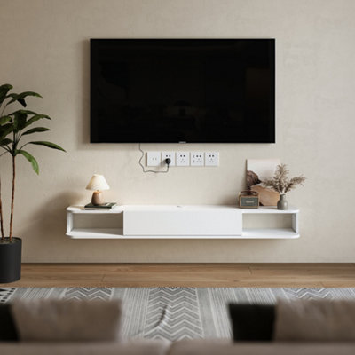 White MDF Framed Sideboard TV Stand TV Unit with Easy Cable Access H ...