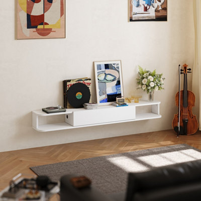 White MDF Framed Sideboard TV Stand TV Unit with Easy Cable Access H ...