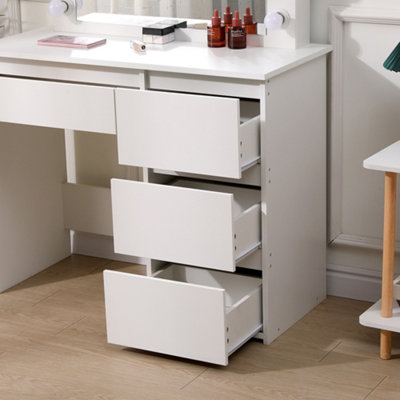 White MDF Hollywood Dressing Table with Large Lighted Mirror