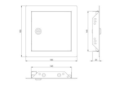 White Metal Access Panel 150mm x 150mm with Lock / Keys