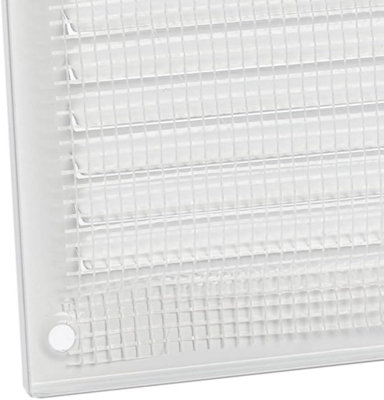 White Metal Air Vent Grille 100mm x 100mm with Fly Screen