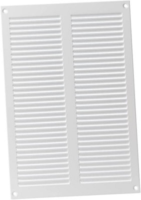 White Metal Air Vent Grille 200mm x 300mm Fly Screen Flat Louvre Duct Cover
