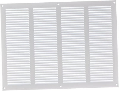 White Metal Air Vent Grille 400mm x 300mm with Fly Screen