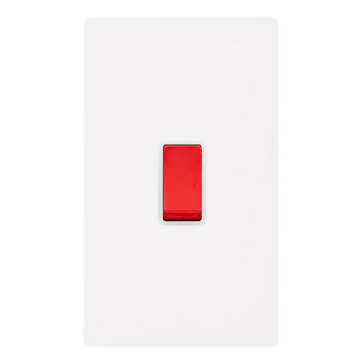 White Metal Screwless Plate 2 Gang Size 45A Switch - White Trim - SE Home