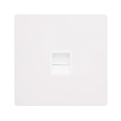 White Metal Screwless Plate Master Telephone Single Socket - White Trim ...