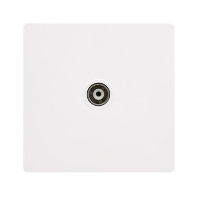 White Metal Screwless Plate Single Isolated Coaxial Socket - White Trim ...