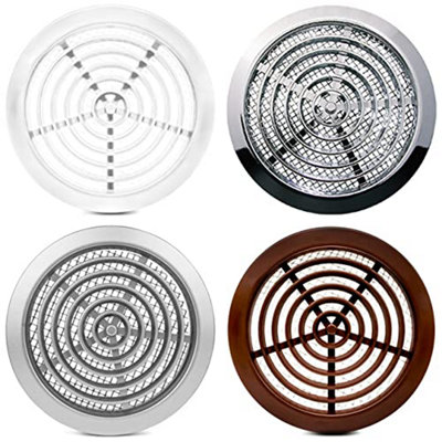White Mini Round Air Vent Grille 80mm with Flange and Fly Screen ...