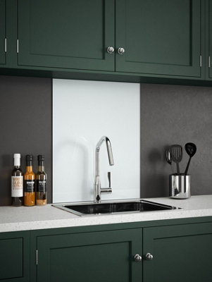 White Mist Toughened Glass Kitchen Splashback - 600mm x 750mm x 6mm ...