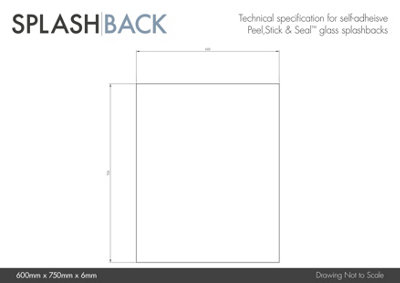 White Mist Toughened Glass Kitchen Splashback - 600mm x 750mm x 6mm - Easy-Fit Self Adhesive Backing