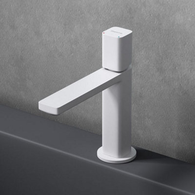 White Mixer Tap for Basin Bathroom Sink 196 cm Minimalist Design