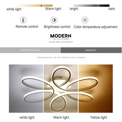White Modern Curved Linear Acrylic Flush Mount Integrated LED Ceiling ...